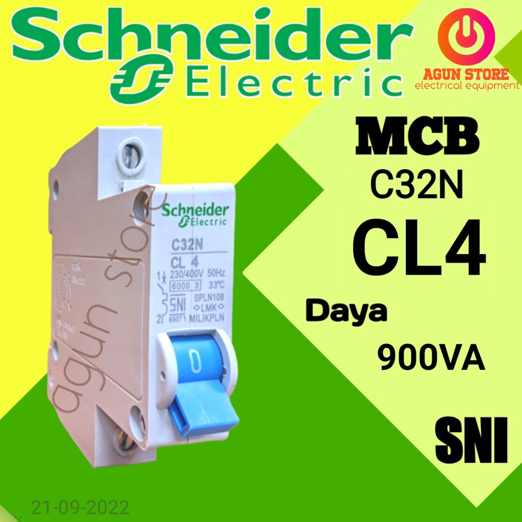 Jual Mcb Schneider 4A Biru 4 ampere SPLN108 PLN C32N CL4 C32N ORI Pemutus Aliran Tinggi Hemat ...