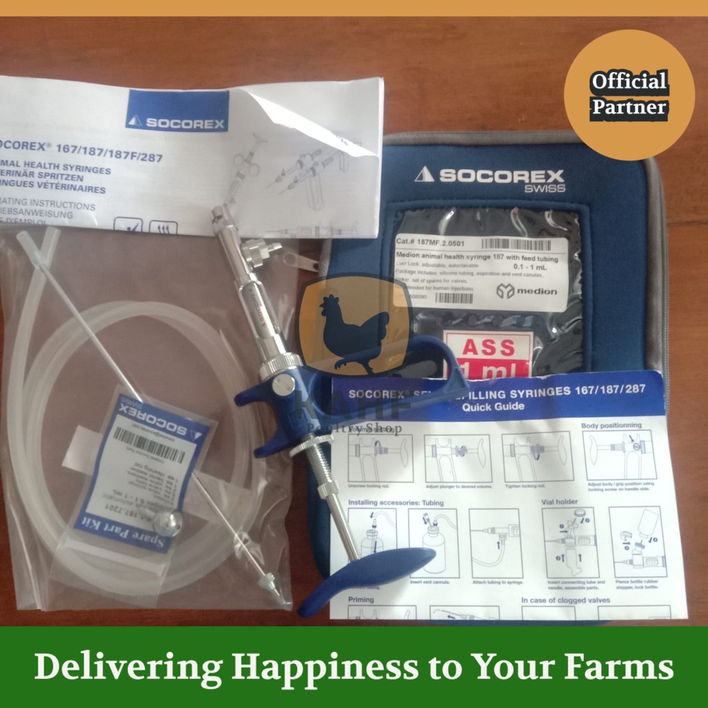 Jual Alat Suntik Vaksin Ayam 1 ml Asli Socorex Swiss Medion Full Set ...