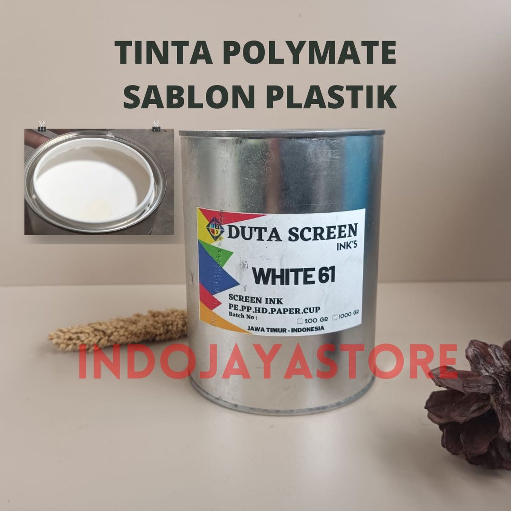 Jual TINTA SABLON PLASTIK PUTIH-WHITE61-POLYMATE-DUTA SCREEN 1KG ...