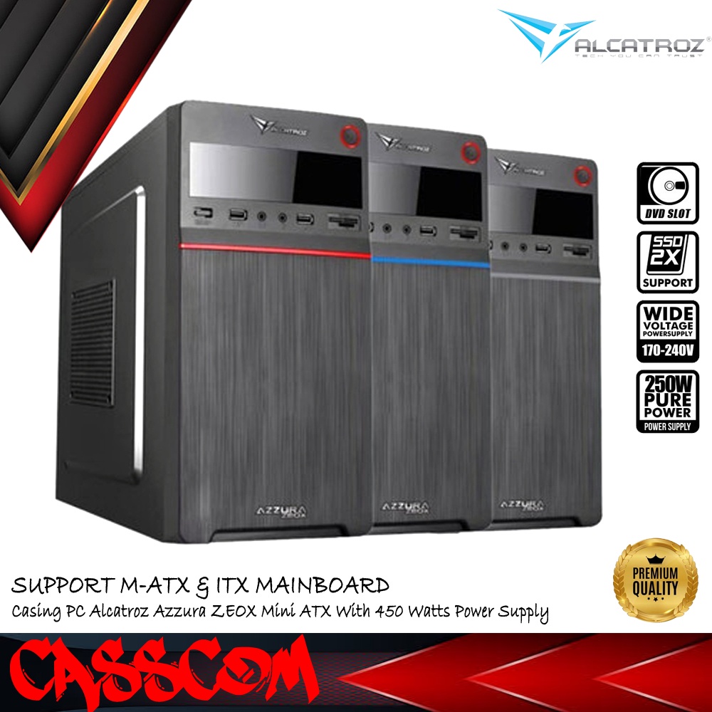 Jual Casing PC Alcatroz Azzura ZEOX Mini ATX With PSU 450Watts | Shopee ...