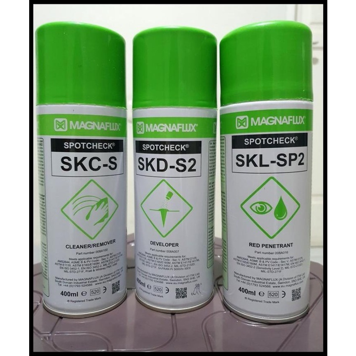 Jual Magnaflux Spotcheck 1 Set (Cleaner, Developer, Penetrant) | Shopee ...