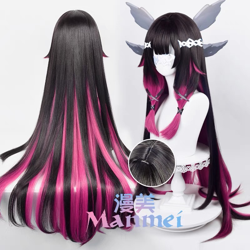 Jual Manmei - Columbina Wig - Damselette Wig - Wig Hitam Pink - Genshin ...