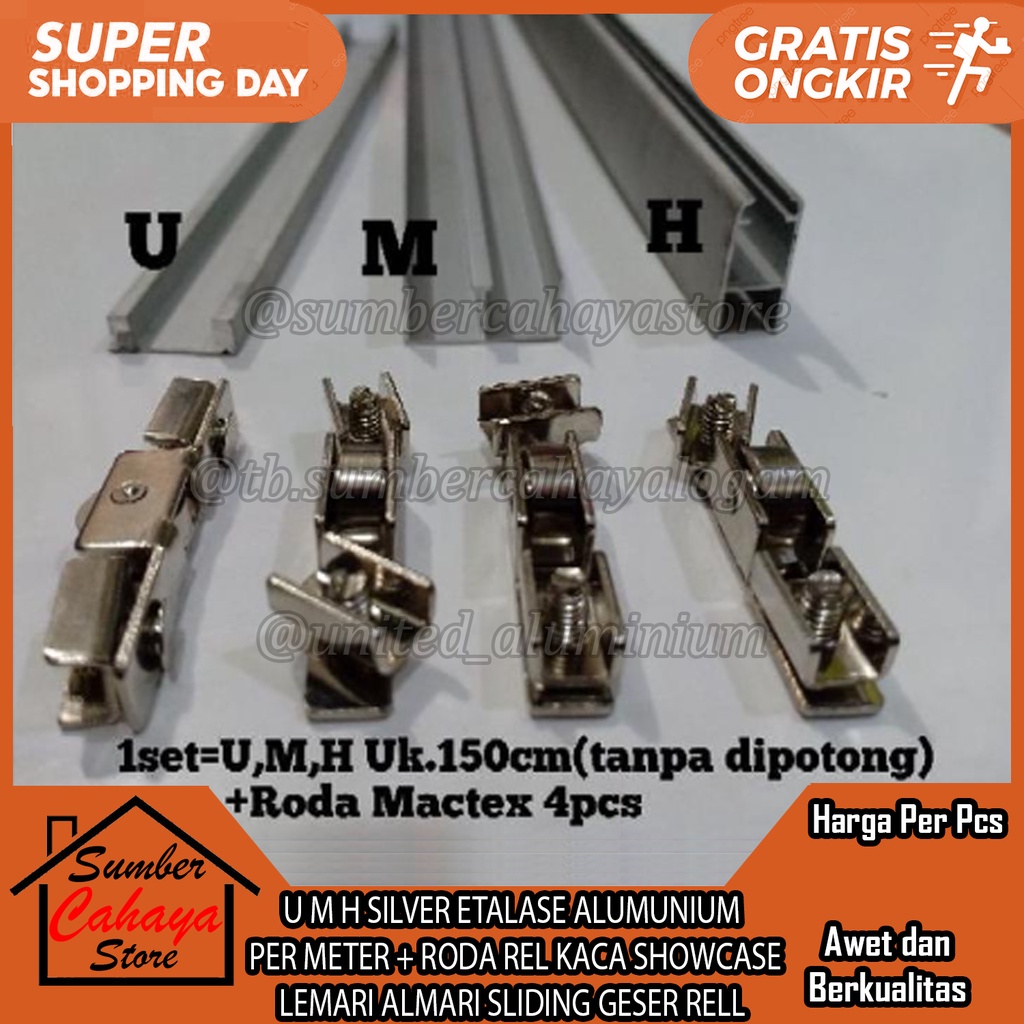 Jual REL ALUMUNIUM ETALASE H U M ETALASE ALUMINIUM PER METER + RODA REL ...
