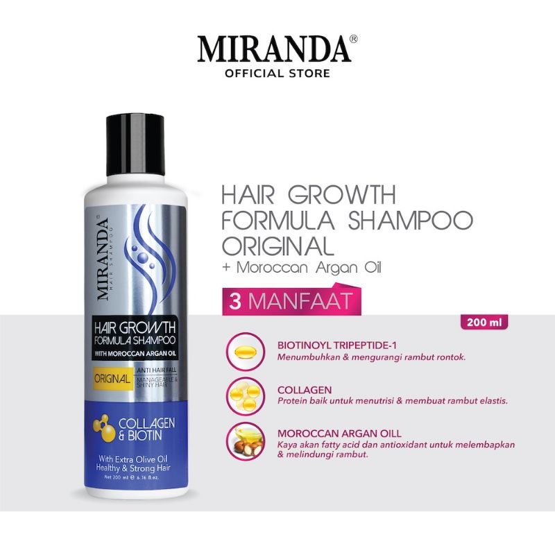Jual Miranda Hair Growth Formula Shampoo Original Collagen & Biotin ...