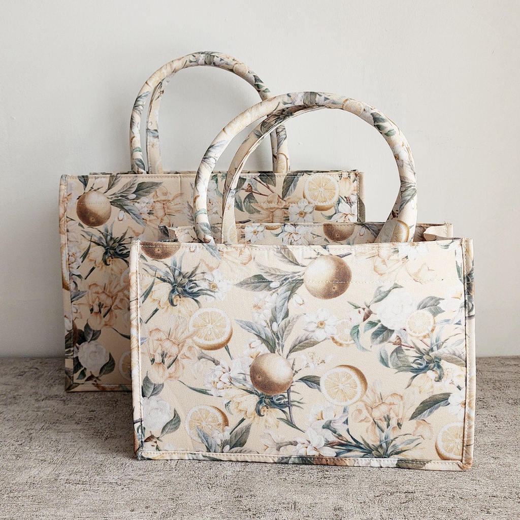 Jual Tas Tote Book Bag Fashion Serbaguna Motif Lemon Kuning Aesthetic ...