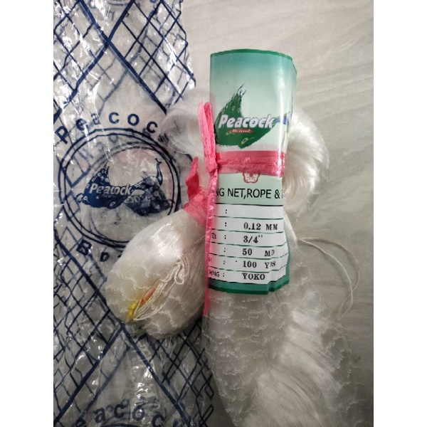 Jual Jaring ikan atau bahan jala merk peacok ukuran lubang jari ...