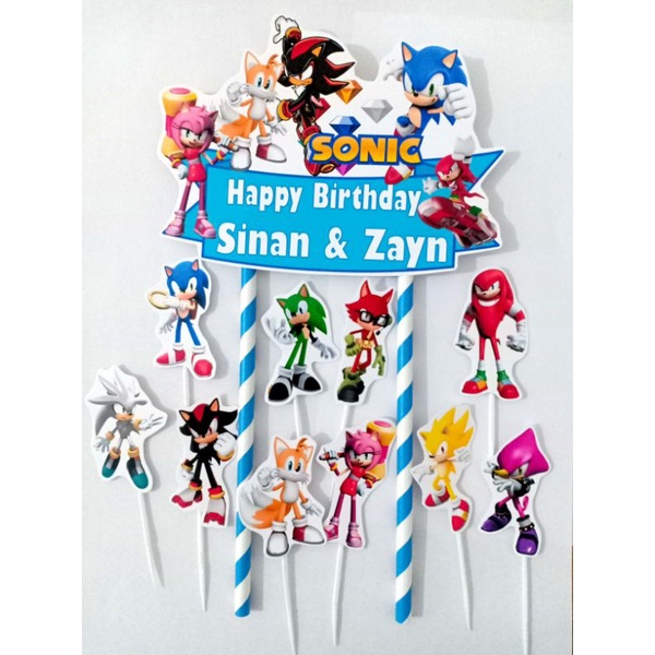 Jual TOPPER CAKE HIASAN KUE ULANG TAHUN GAMBAR SONIC AND FRIENDS BISA ...