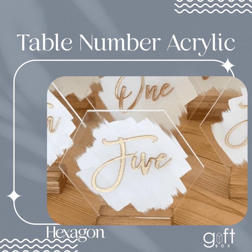 Jual Table Number Acrylic Hexa dan Bulat I Nomor Meja Akrilik I Table ...