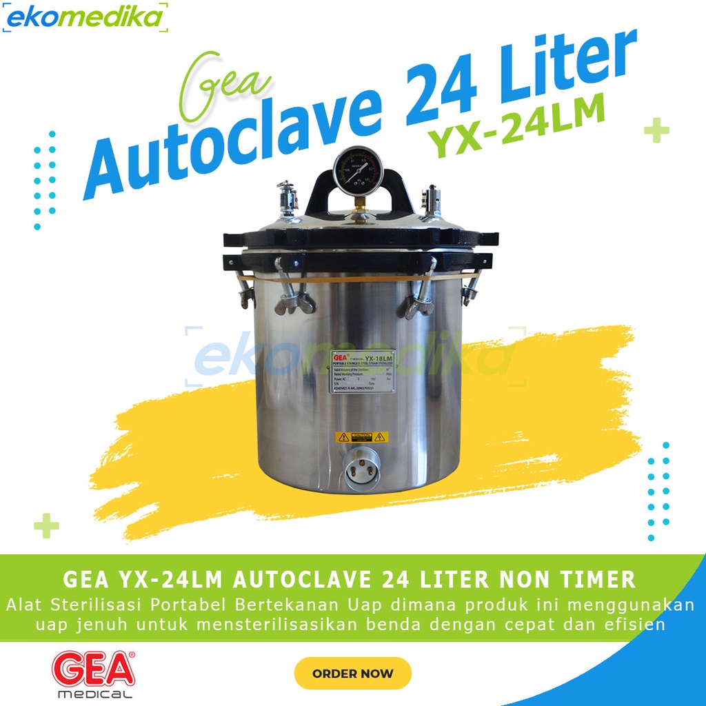 Jual GEA Autoclave 24 Liter Non Timer GEA | GEA YX24LM Steam Sterilizer ...
