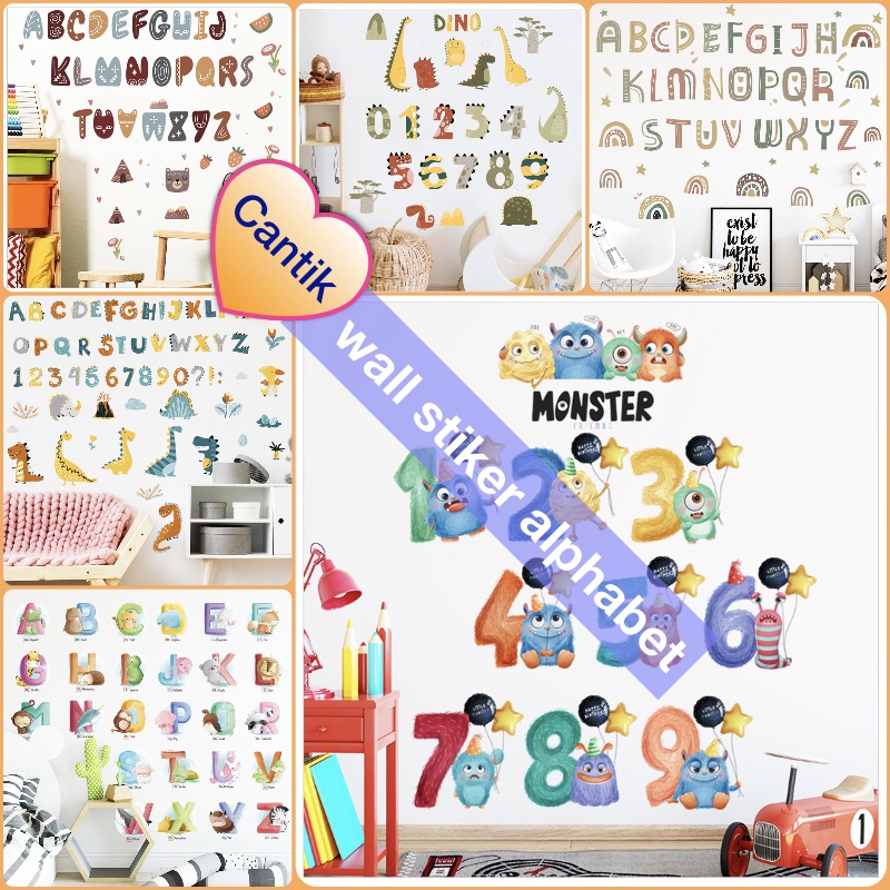 Jual wall stiker dinding anak / wall stiker alphabet study angka huruf ...
