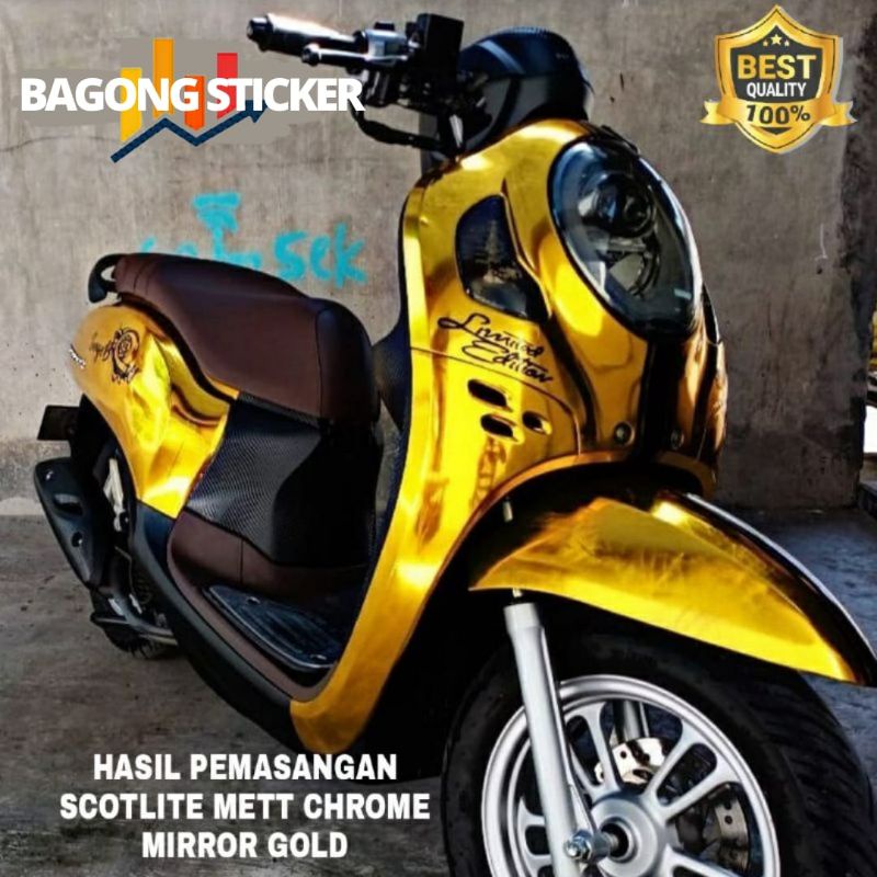 Jual Stiker skotlet motor emas scotlite metalik krom mirror emas gold ...