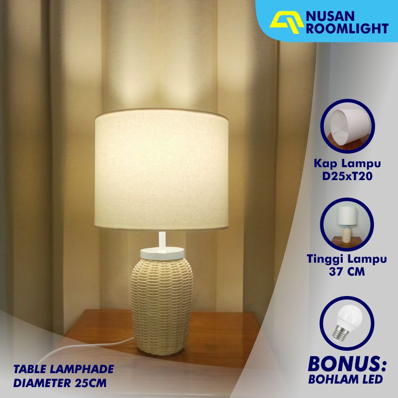 Jual Lampu Meja Table Lampshade NRL15 Lampu Tidur Meja Nakas Hias Kamar Beside Lamp Shade Ruang ...