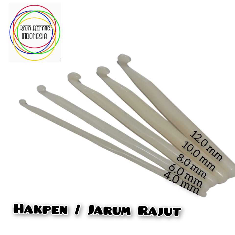 Jual Hakpen / Jarum Rajut Plastic Putih ukuran 4mm, 6mm, 8mm , 10mm ...