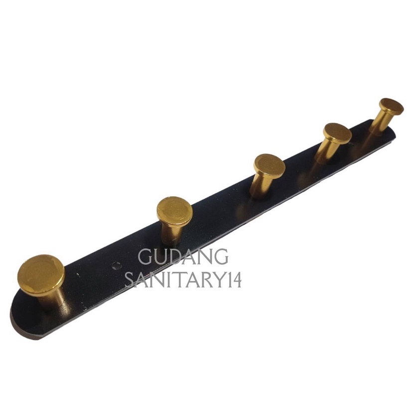 Jual gantungan baju 5 kait stainless black gold kapstok 5 kait ...