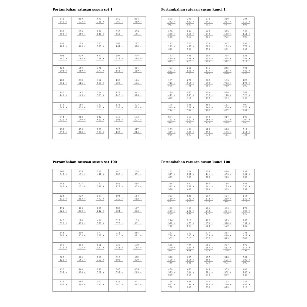 Jual LATIHAN PERTAMBAHAN RATUSAN SUSUN & KUNCI HITUNG MATEMATIK MATH ... Jual LATIHAN PERTAMBAHAN RATUSAN SUSUN & KUNCI HITUNG MATEMATIK MATH ...
