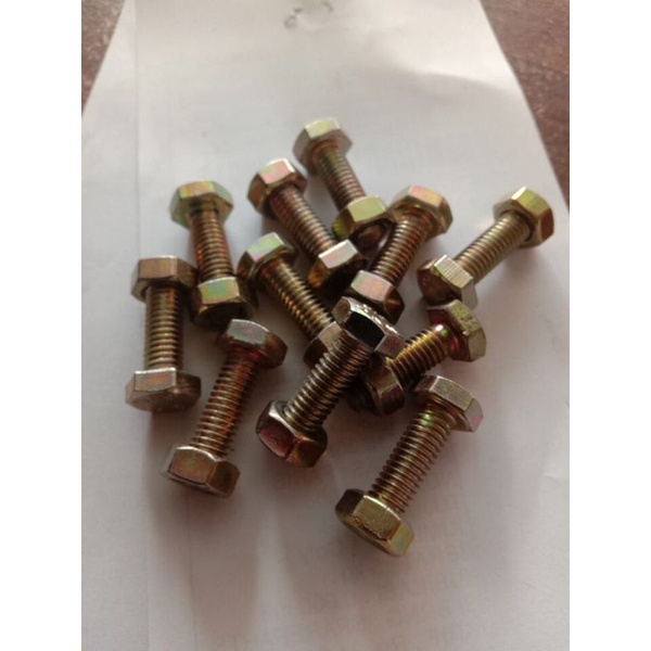 Jual baut mur kuning m6x20 (kunci 10 panjang 2cm) | Shopee Indonesia