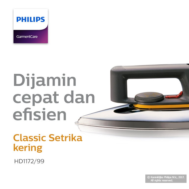 Jual Philips HD-1172 Classic Setrika Listrik - Electric Dry Iron ...