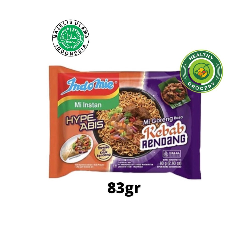 Jual Indomie Hype Abis Mie Goreng Rasa Kebab Rendang 83gr | Shopee ...