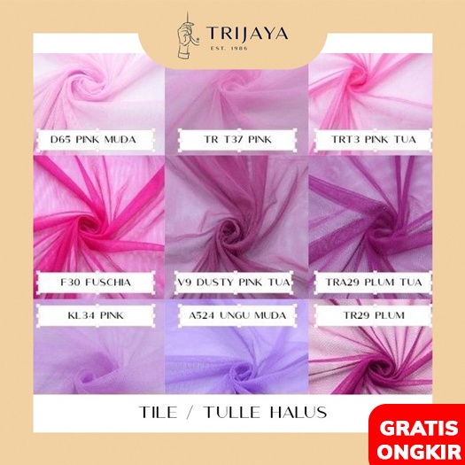 Jual Kain Tile Halus Tile Lembut Tile Lemas Tulle Soft Mesh Polos (Per ...