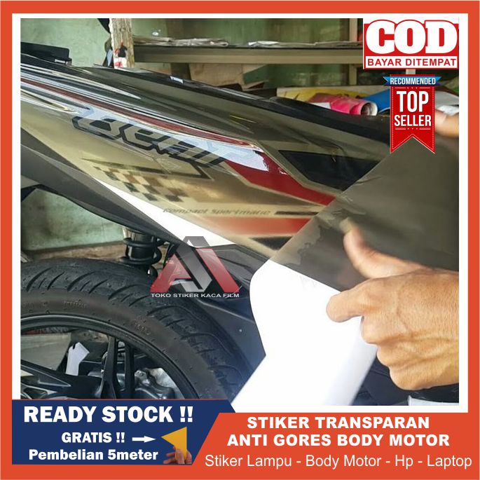 Jual Stiker Skotlet Body Motor Transparan Warna Hitam Laminating Bodi ...