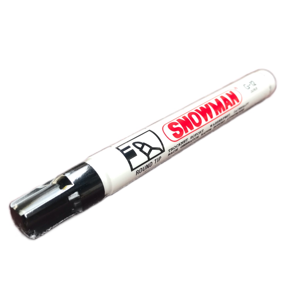 Jual Spidol Permanen Warna Hitam Spidol SNOWMAN Marker G-12 Round Tip | Shopee Indonesia