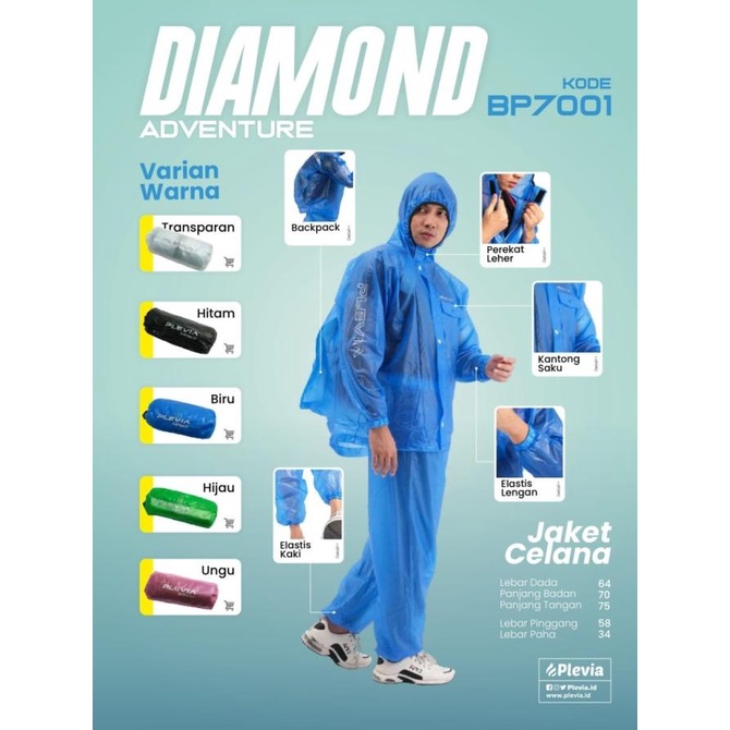 Jual JAS HUJAN PLEVIA DIAMOND BP7001 SET ORIGINAL | Shopee Indonesia