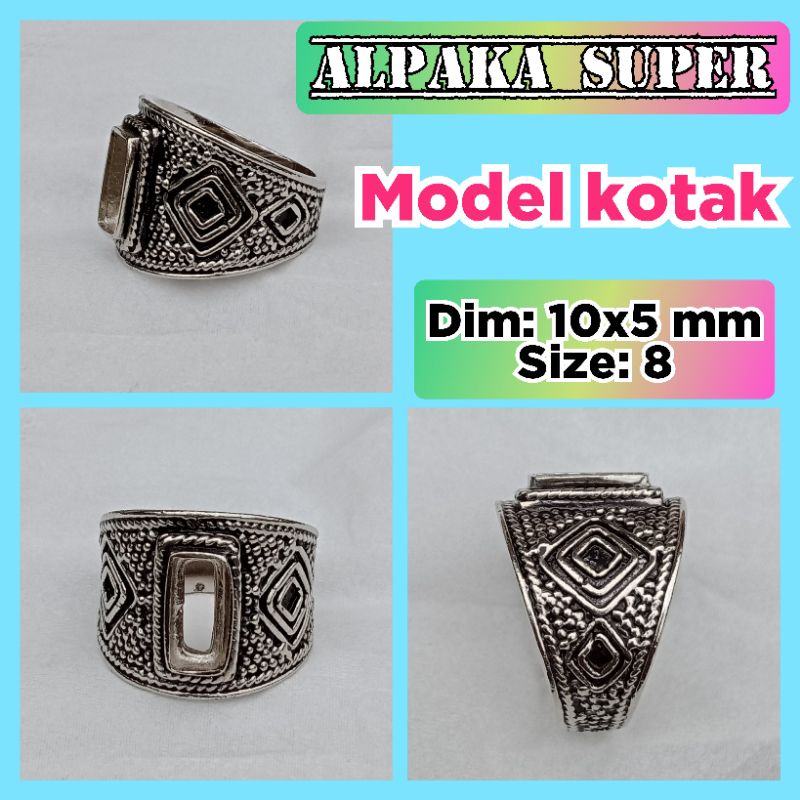 Jual emban batu akik dan permata alpaka super alpaka tanam model kotak ...