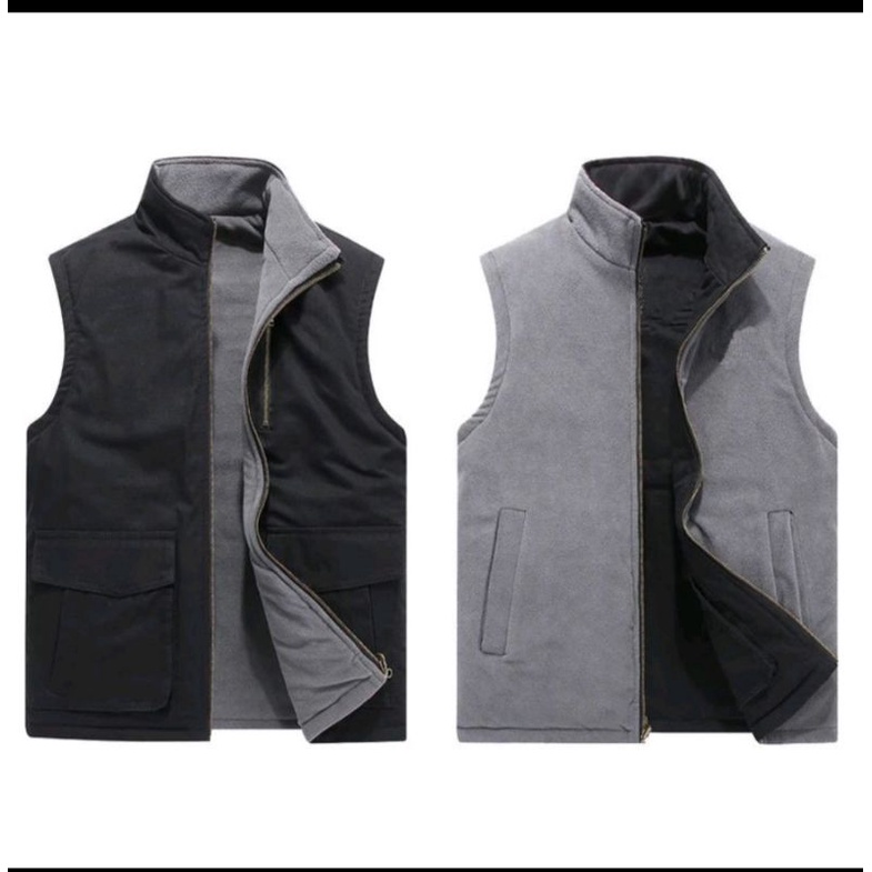 Jual jaket rompi pria/rompi bolak balik/rompi hangat | Shopee Indonesia