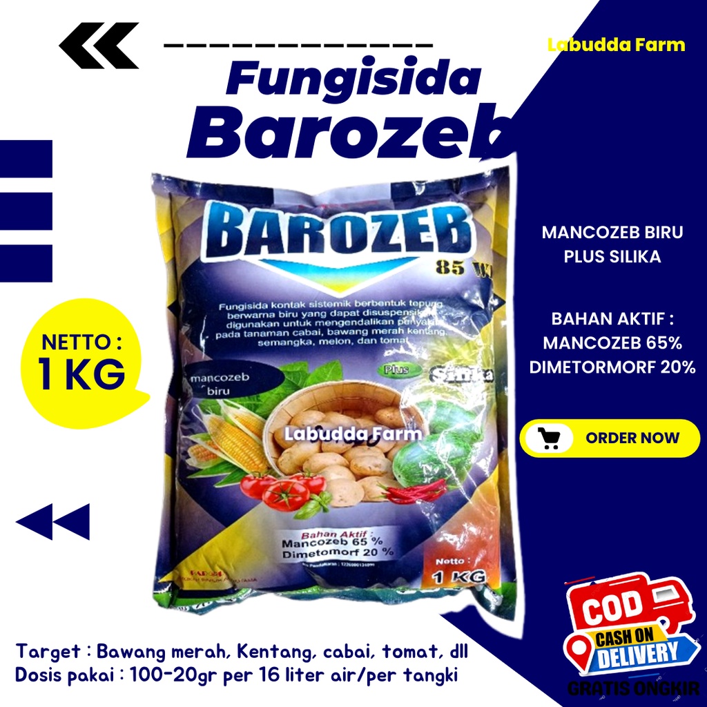 Jual Fungisida Barozeb 85 wp Mancozeb Biru 2 Bahan Aktif Mancozeb 65% ...