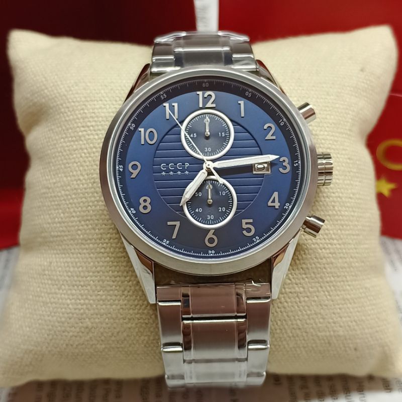 Jual Jam Tangan CCCP Chronograph Blue Navy Dial Military Index New ...