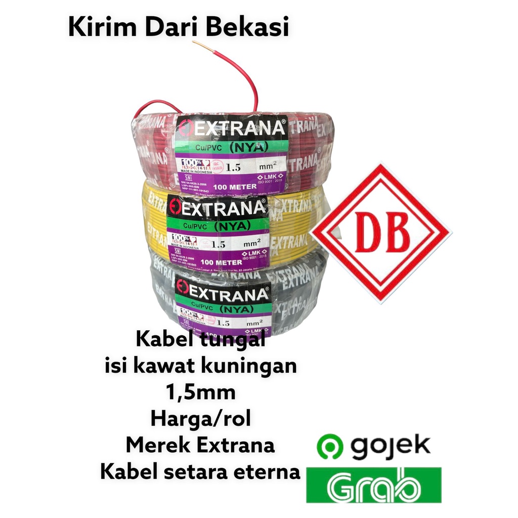 Jual DB KABEL TUNGAL EXTRANA NYA 1.5mm/KABEL LISTRIK SETARA KABEL ...