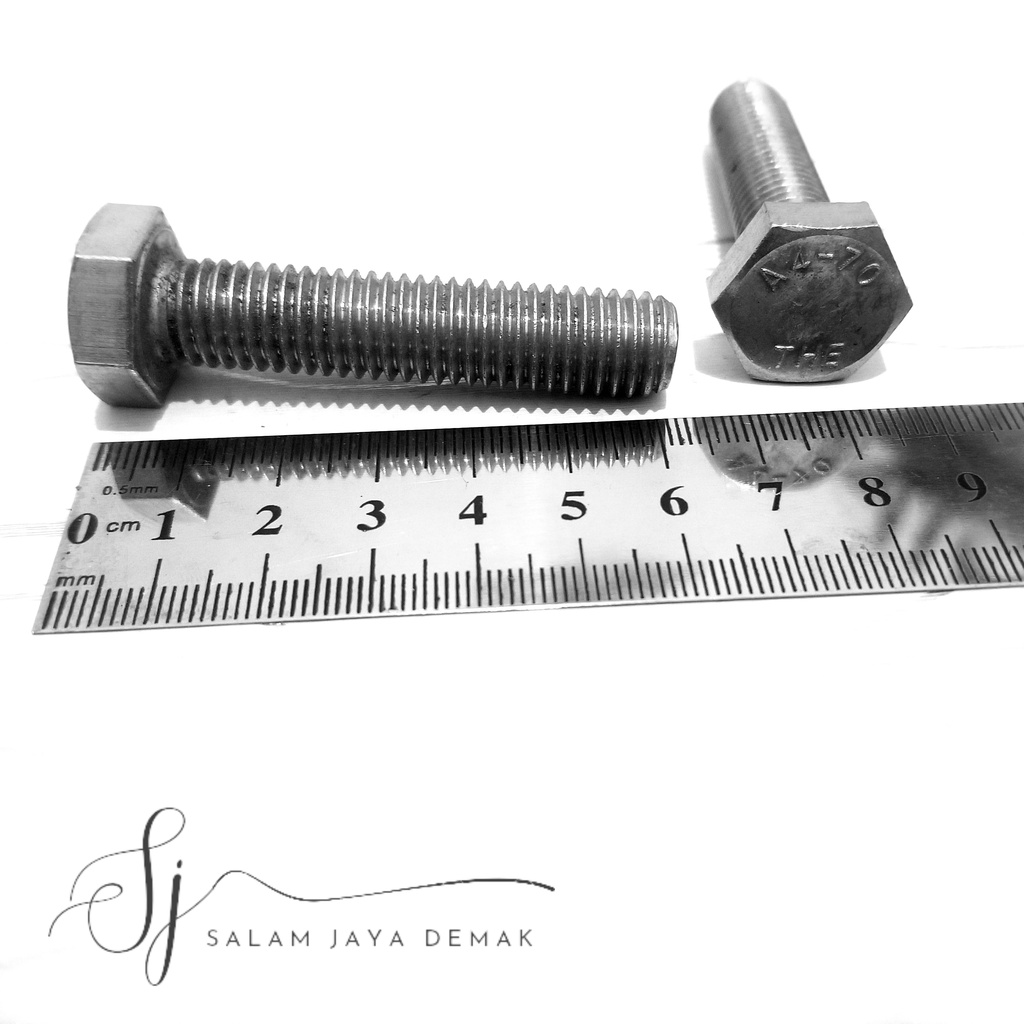 Jual M12 X 50 BAUT HEX THE A4 70 STAINLESS STEEL SUS 316 ANTI KARAT ...