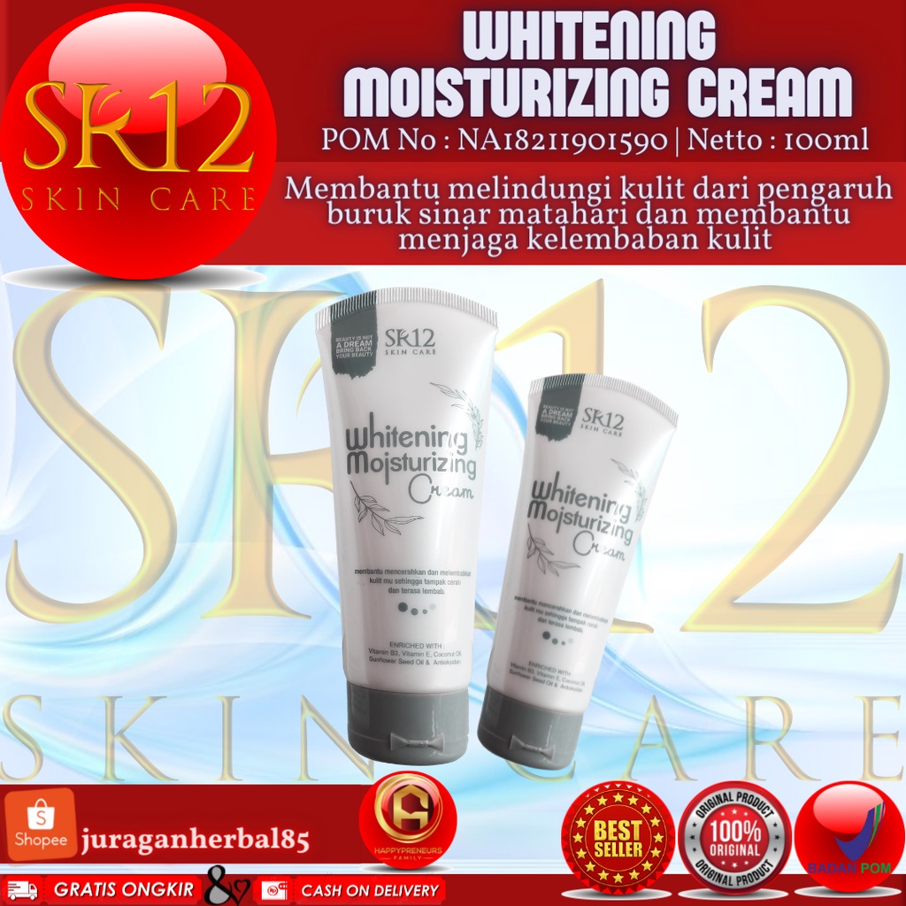 Jual Whitening Moisturizing Cream SR12 Glowing Pelembab Pencerah Tubuh dan Wajah UV Filter 100 ...