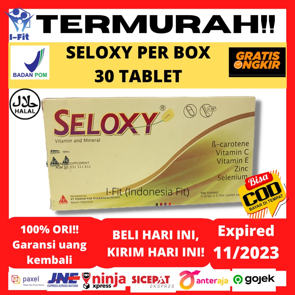 Jual Seloxy Hijau per Box isi 30 Kaplet Tablet Vitamin dan Mineral Vitamin C E Zink Selenium ...