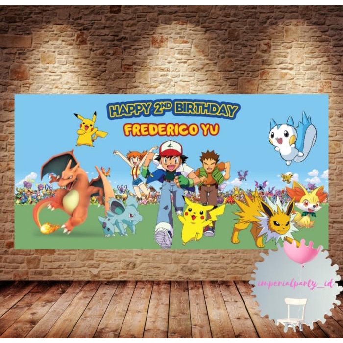 Jual Backdrop Custom Backdrop Banner Spanduk Happy Birthday Pokemon ...