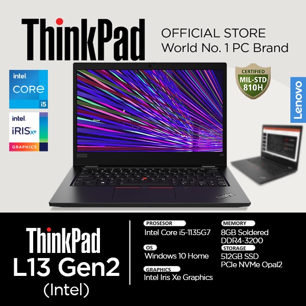 Jual Lenovo Thinkpad L13 Gen2 Core i5-1135G7 8GB 512SSD 13.3 Inch IPS ...