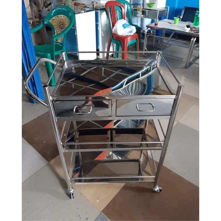 Jual Trolley Instrumen | Troli Instrumen Meja 3 Rak Susun Laci ...