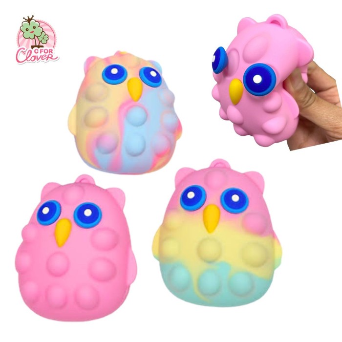 Jual POP IT 3D CUTE PASTEL OWL fidget ball rainbow up burung hantu ...