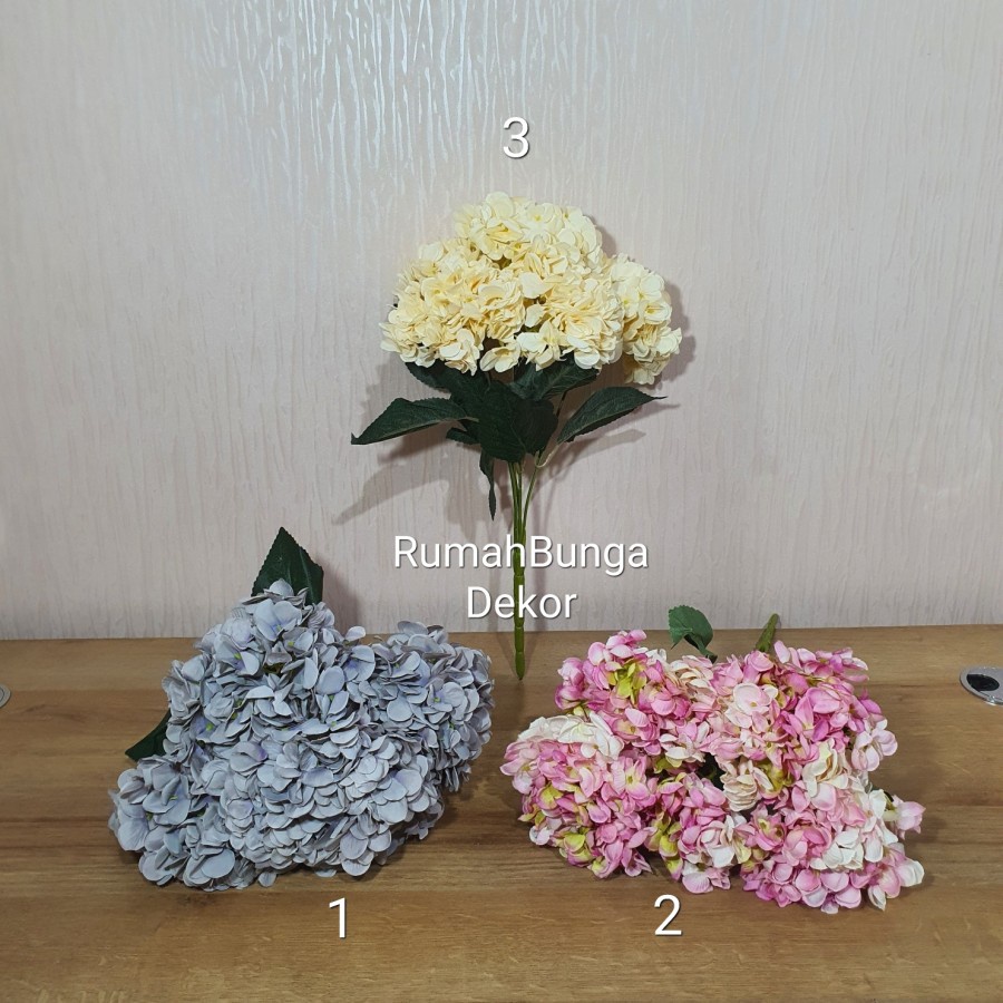 Jual Bunga Artificial Hortensia / Bunga Hydrangea Jumbo x 5 ( Ada 3 ...