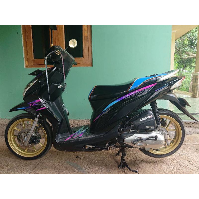 Jual striping sticker vario 110 fi/karbu motif rainbow transparan custame | Shopee Indonesia