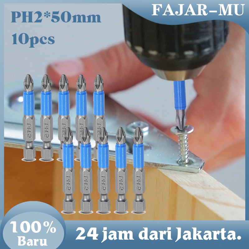 Jual 10 Pcs Mata Bor Obeng Magnet Ph2 Hex Screewdriver Magnetic Bits ...