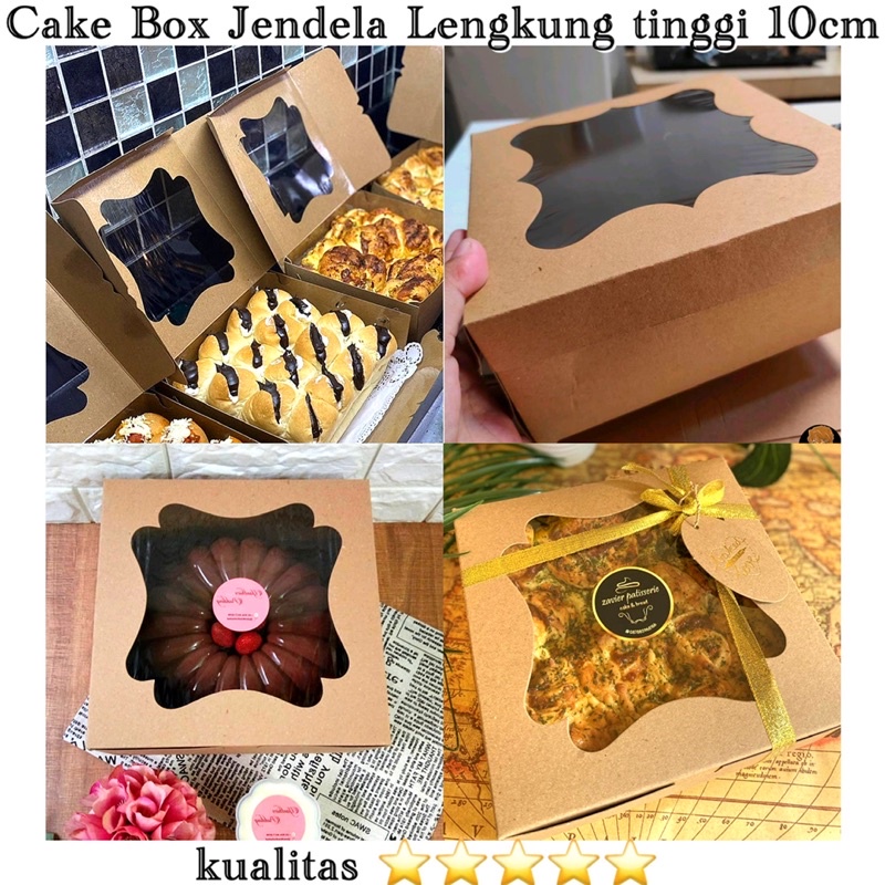 Jual Cake Box Kraft Jendela Lengkung 20x20x10 / 22x22x10 FULL LAMINASI ...