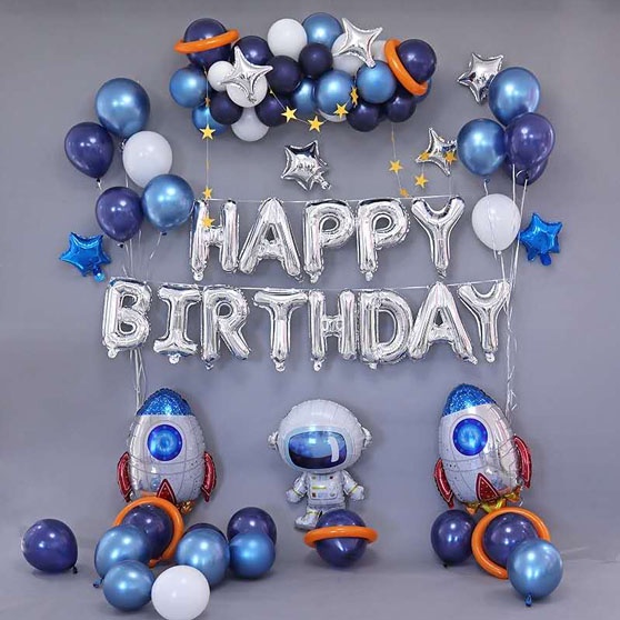 Jual PAKET DEKORASI ULANG TAHUN HBD SET Balon Roket Astronot Frozen ...