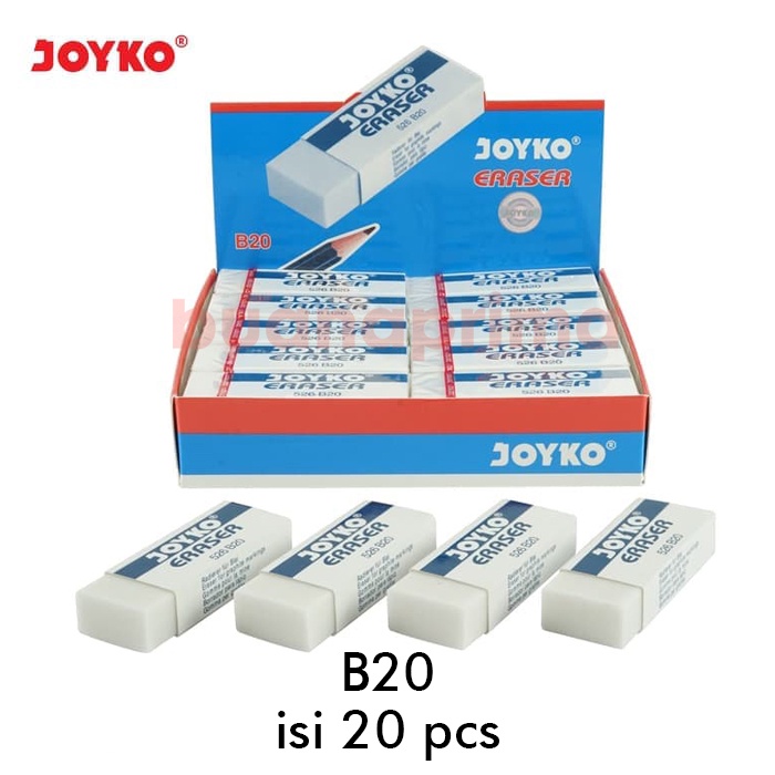 Jual Penghapus Pensil Joyko B20 isi 20 pcs Putih Hitam Besar Stip ...