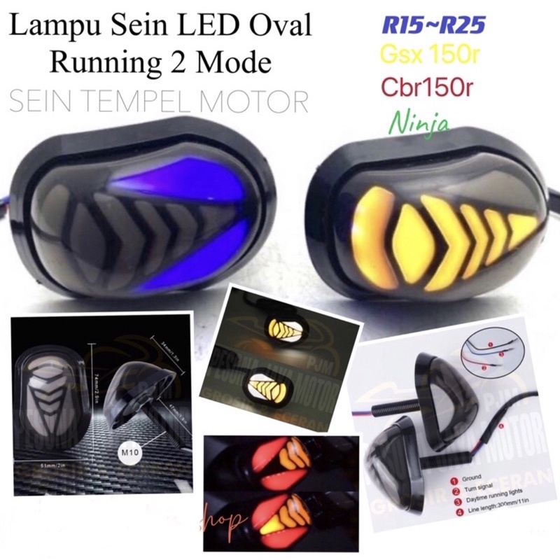 Jual Lampu sein led tempel oval motor universal vixion ninja nmax aerox cbr r15 r25 rx king mio ...