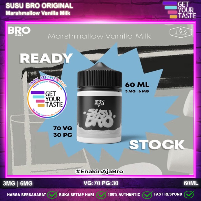 Jual Liquid Susu Bro Marshmallow Vanilla Milk 60ML by Hero57 x JVS ...
