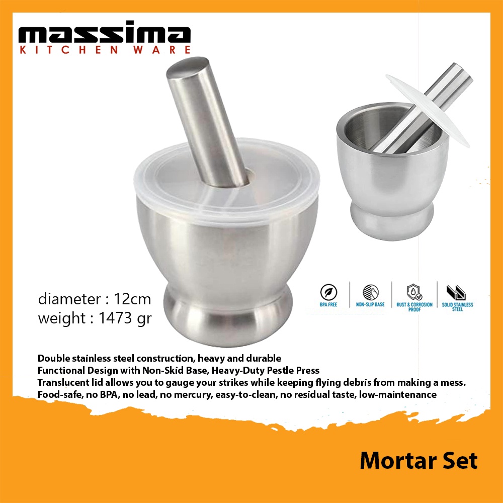 Jual 12 CM Mortar Pestle Tumbukan Bumbu Obat Stainless Cobek Ulekan ...