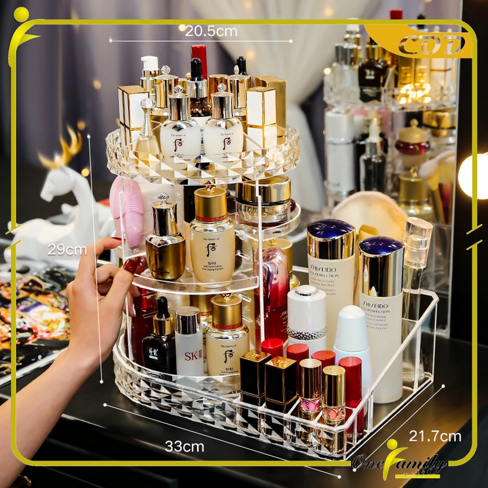 Jual ONE-K11 Rak Make Up Kosmetik Petak Acrylic Putar 360 Derajat ...