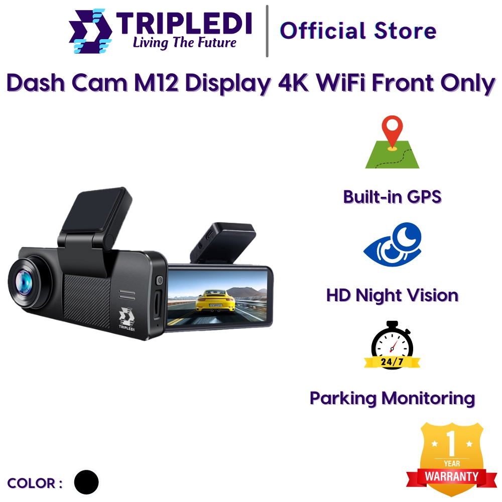 Jual TRIPLEDI Dash Cam M12 WiFi Night Vision Ultra HD 4K 2160P Kamera ...
