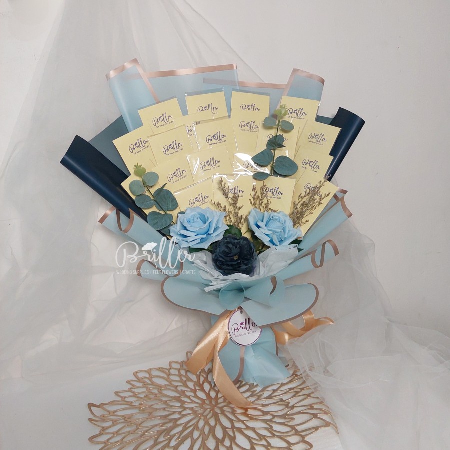 Jual Money Bouquet | Buket Uang Kosong Model Lembaran + Bunga ...
